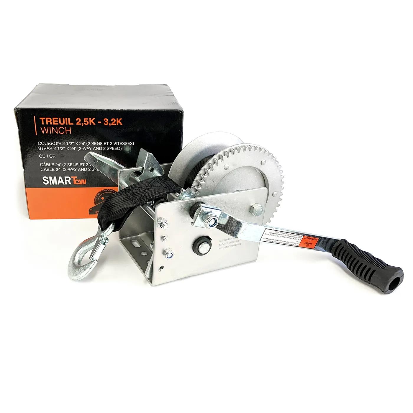 FRC W2500S | 2-way trailer winch 2,5K with 2 speed, strap 2 1/2" x 24 ...